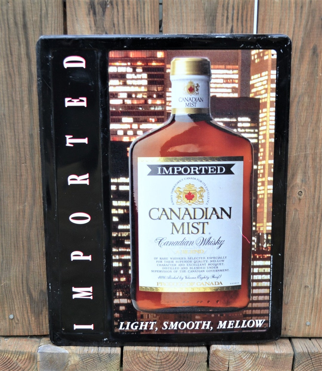 Vintage Canadian Mist Metal Sign Whiskey Advertising Sign Home Bar Man ...