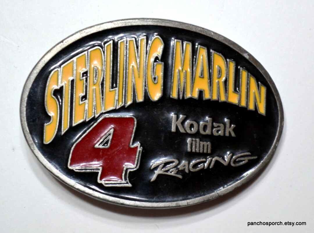 Vintage STERLING MARTIN Belt Buckle Pewter Kodak Film Racing 1990s ...