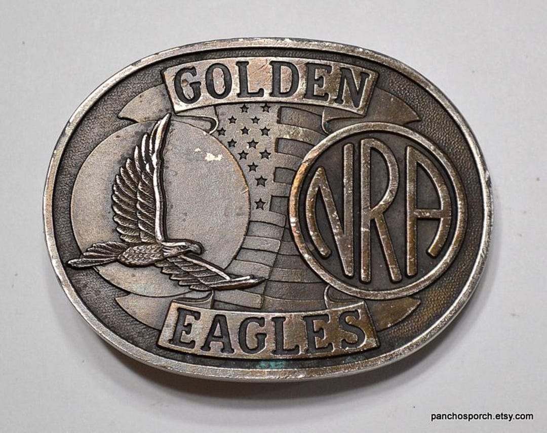 Vintage NRA Golden Eagles Belt Buckle American Flag National Rifle ...