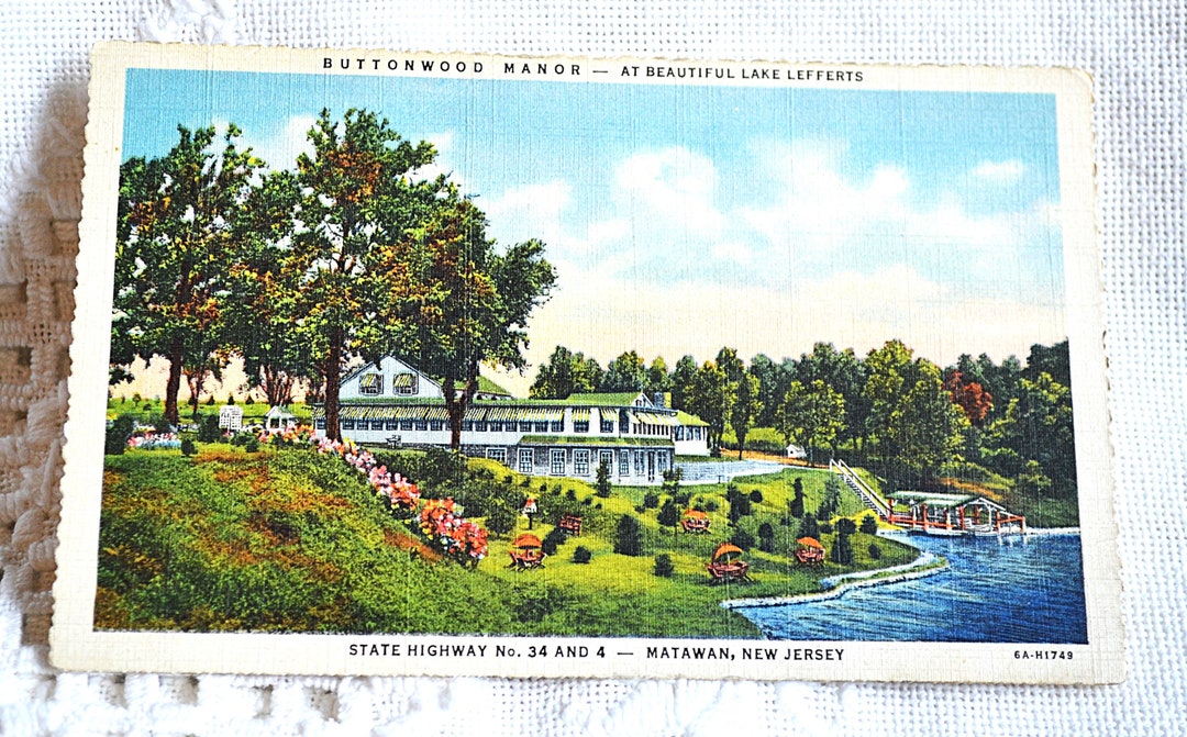 Vintage NEW JERSEY Postcard Matawan Buttonwood Manor Lake Lefferts ...