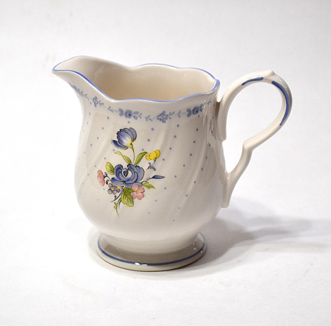 Vintage Nikko Blue Peony Creamer Pitcher, Floral Dots, Tea Party ...