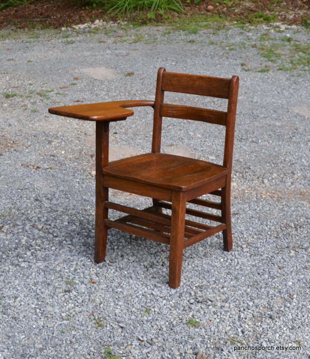 Vintage Wooden School Desk Wood Student Desk Chair With Attached Desk ...