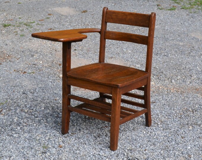 Vintage Wooden School Desk Wood Student Desk Chair With Attached Desk ...