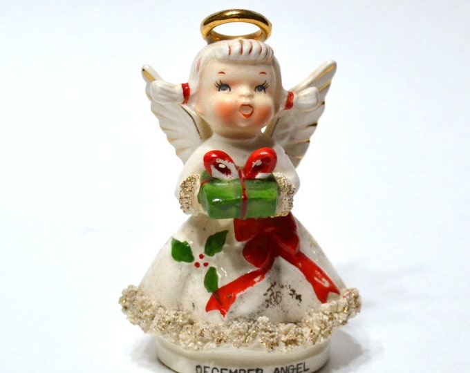 Vintage LEFTON DECEMBER Angel Figurine Birthday Christmas Decoration ...