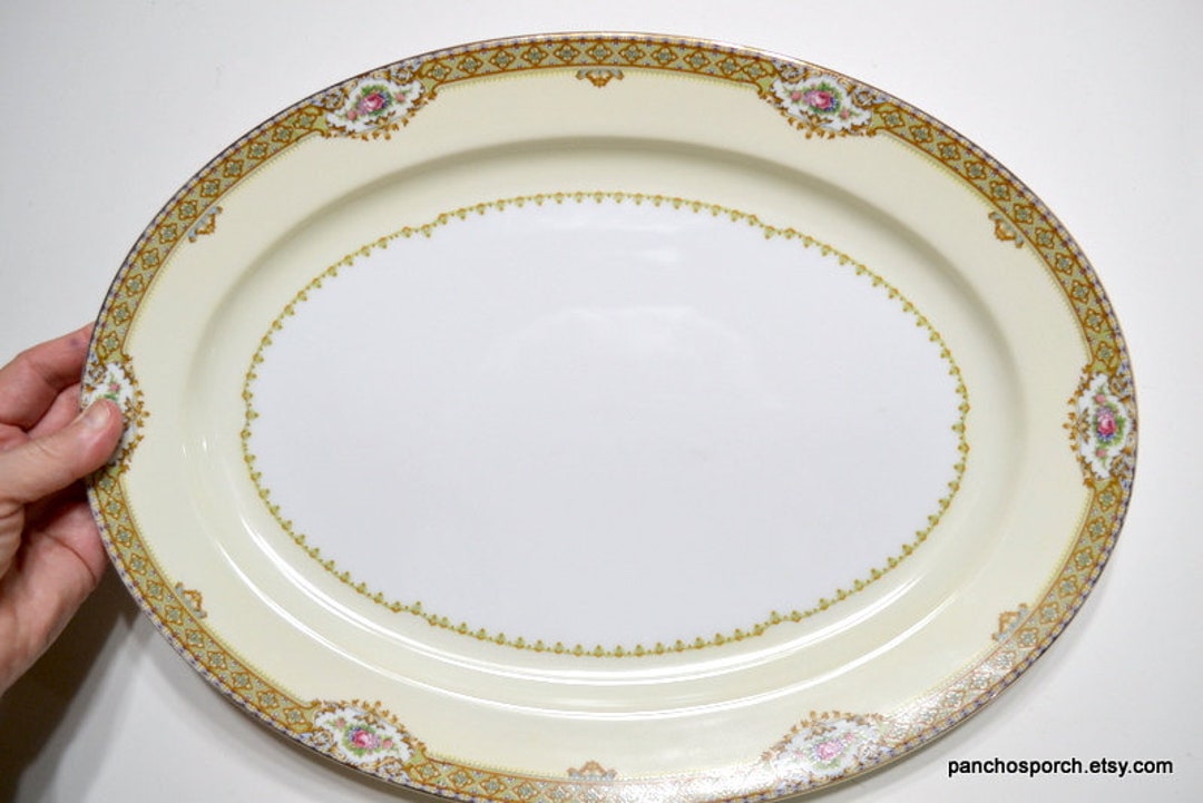 Vintage Meito Annette Oval Platter Large 16 Inch Serving Dish Floral ...
