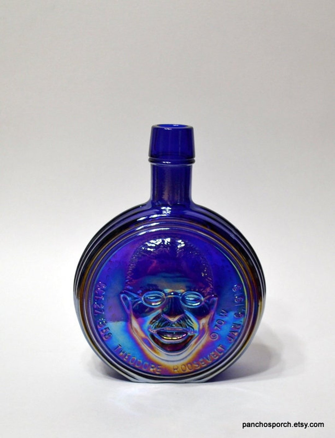Vintage WHEATON Presidential Decanter Bottle Theodore Roosevelt Blue ...