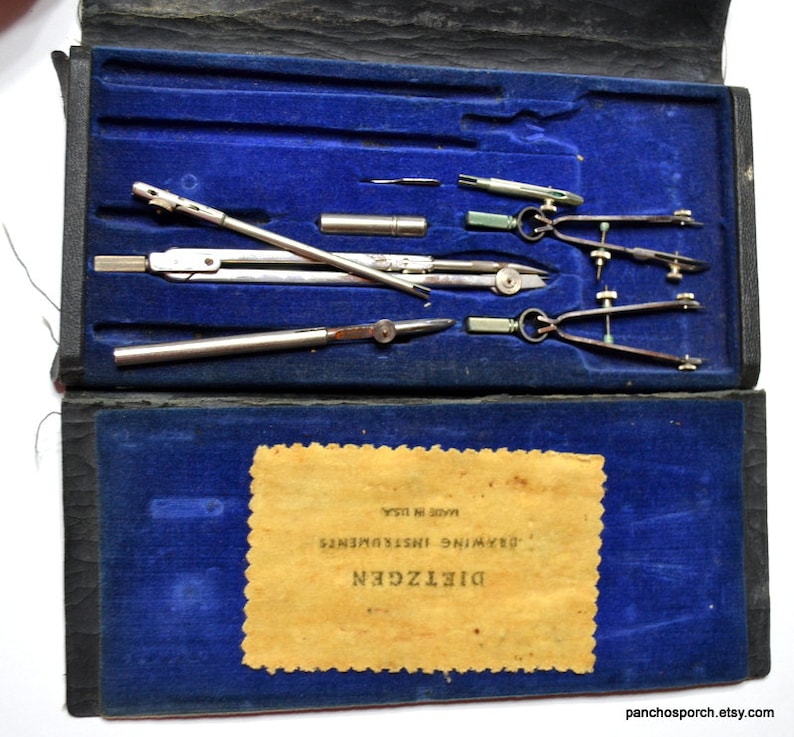 Vintage Deitzgen Drawing Instrument Set: Architect Tools Display - Etsy