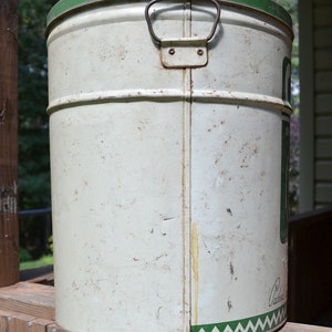 Vintage Cherokee Brand Lard Can 50 Lb Metal Tin Green White Farmhouse ...