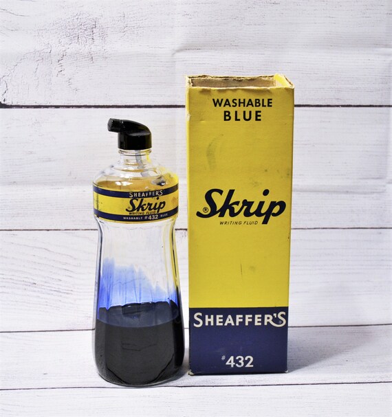Vintage Shaeffers Skrip Ink Bottle With Box 32 Oz Blue | Etsy