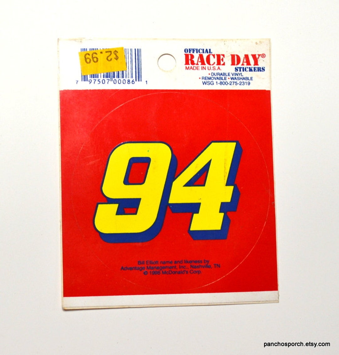 Vintage Bill Elliott NASCAR Sticker: Mcdonalds Racing Memorabilia - Etsy