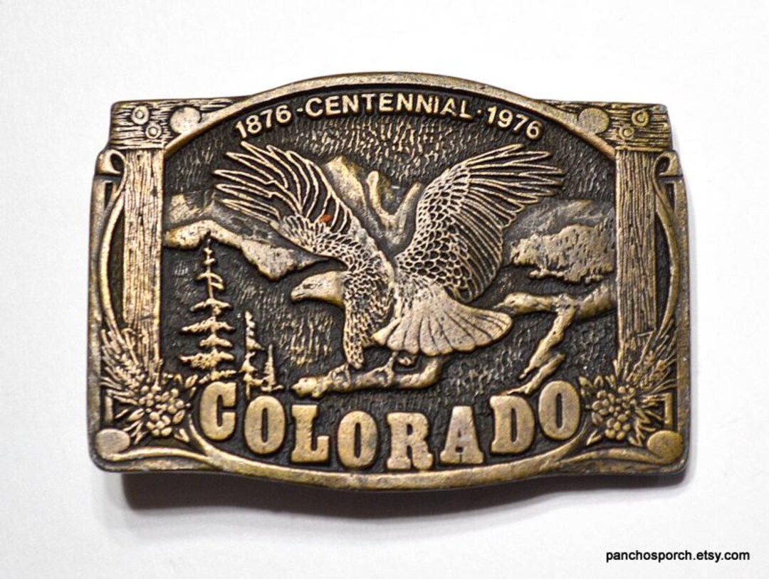 Vintage Brass Colorado Belt Buckle: 1976 Centennial Eagle - Etsy