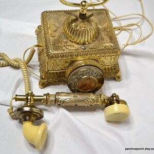 Vintage Vintage Ornate Rotary Telephone Gold Tone Hollywood Regency ...