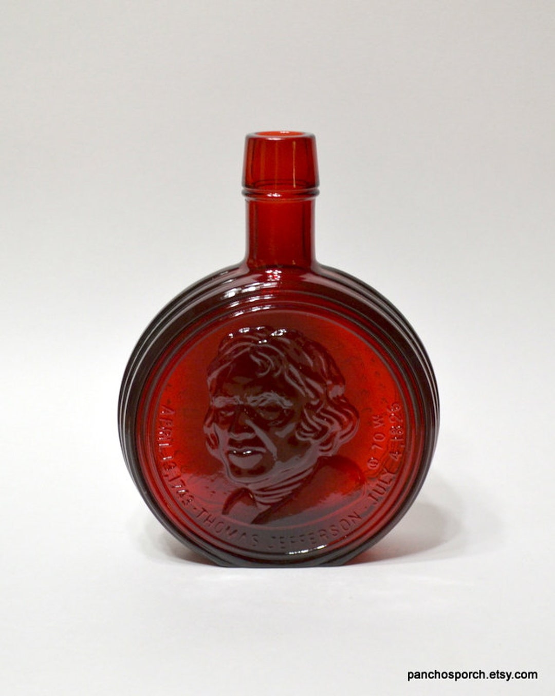 Vintage Wheaton Thomas Jefferson Decanter: Ruby Red Commemorative Glass ...