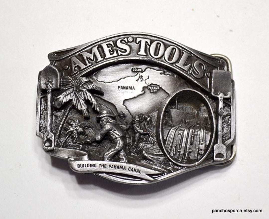 Vintage AMES TOOLS Belt Buckle 1987 Building Panama Canal Western ...