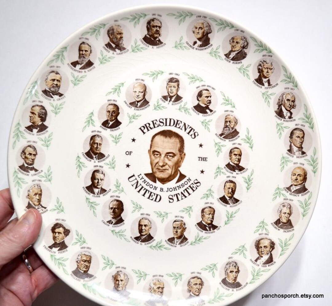 Vintage US Presidents Decorative Plate: Lyndon Johnson, White House ...