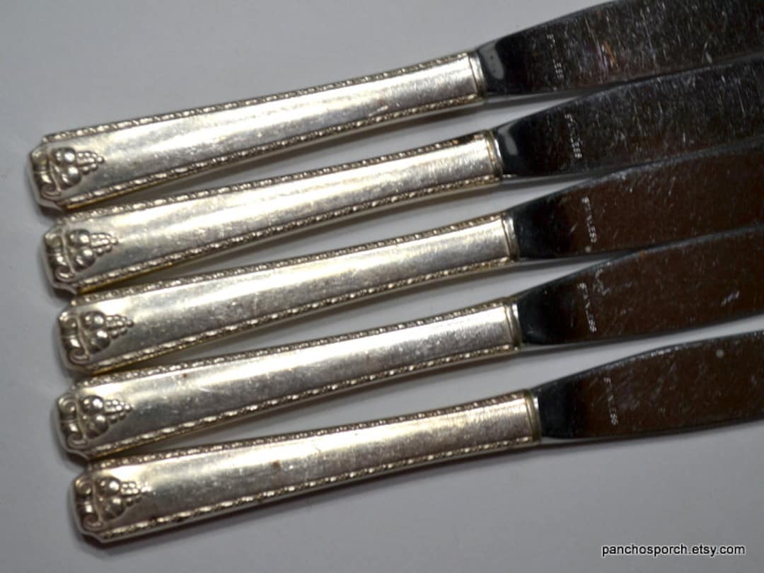 Vintage Oneida PRESTIGE PLATE Bordeaux Dinner Knife Set of 6 Silverplate Silverware Flatware ...