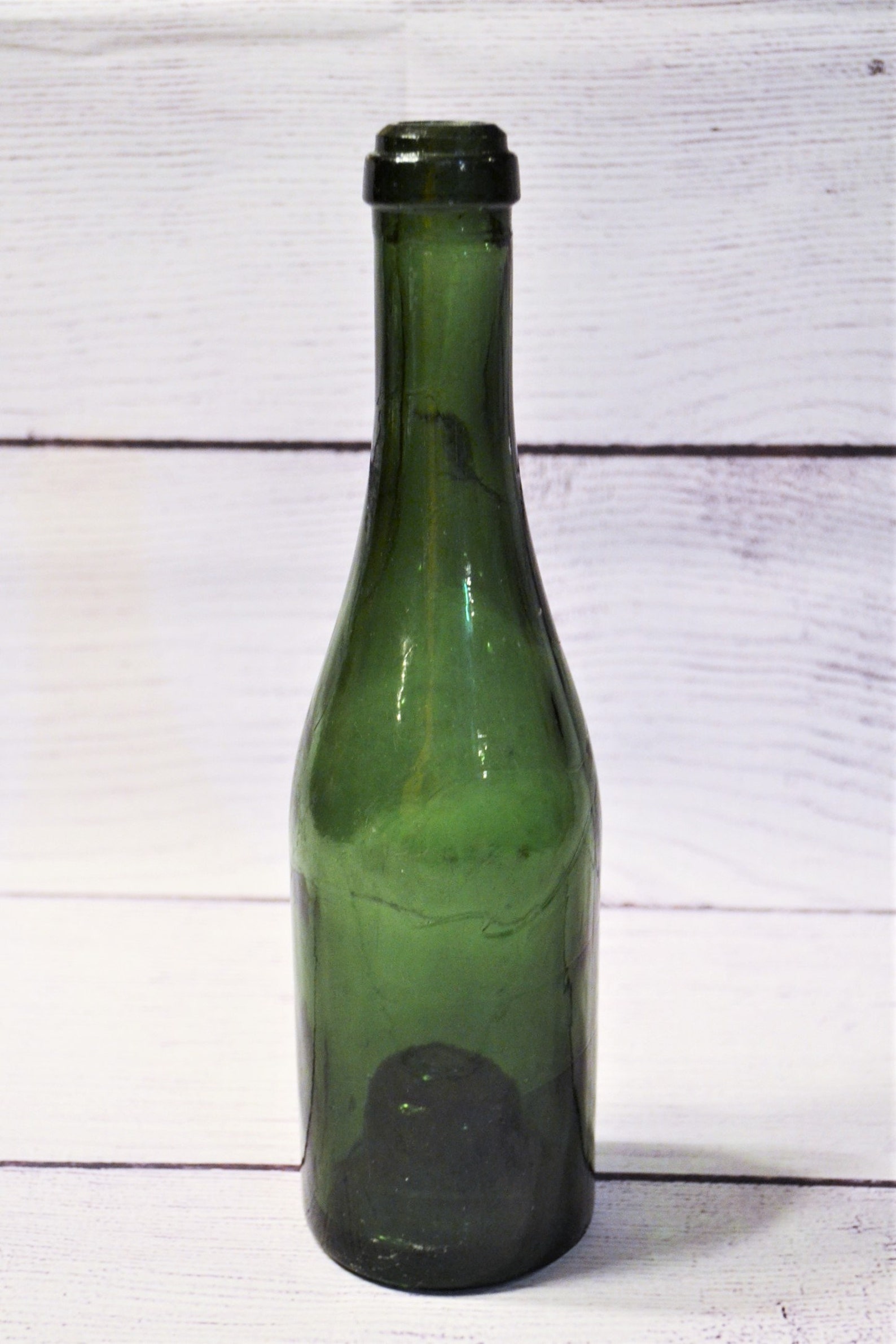 Vintage Dark Green Glass Wine Bottle Deep Indentation Swirls Etsy