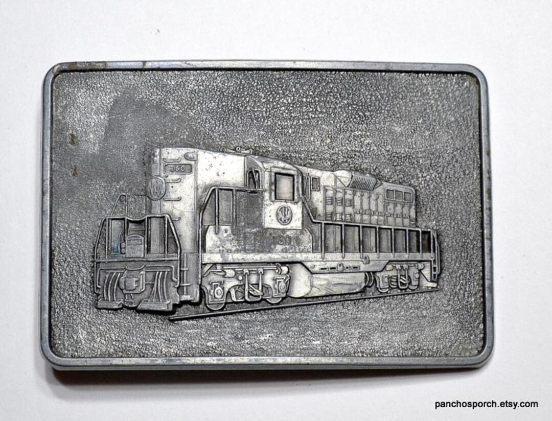Vintage Railroad Belt Buckle Train Engine Locomotive Gray Metal ...