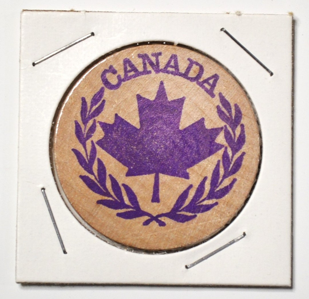 Vintage Wooden Canadian Dollar Maple Leaf Canada Purple Nickel Souvenir ...