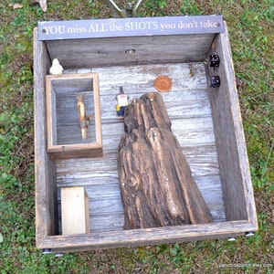 Vintage FOLK ART Diorama Shadow Box Shot Glass Display Rustic Quirky ...