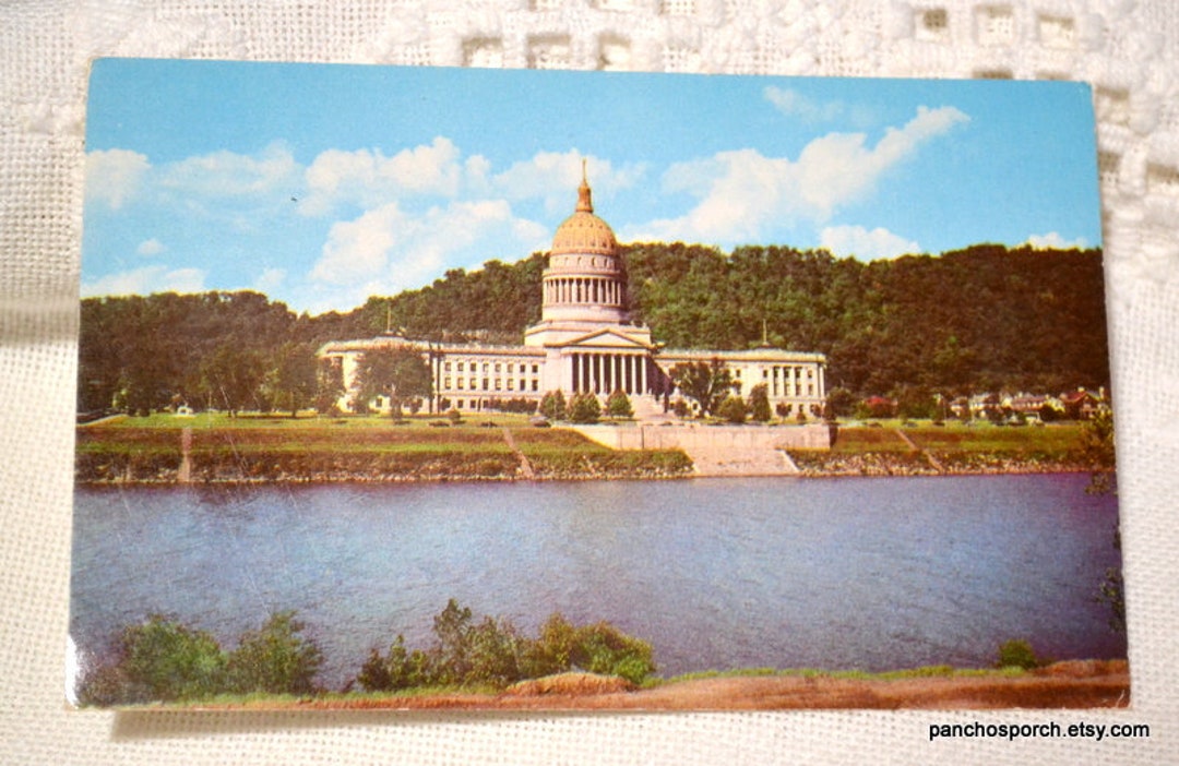 Vintage WEST VIRGINIA Postcard Charleston State Capitol Americana Road ...
