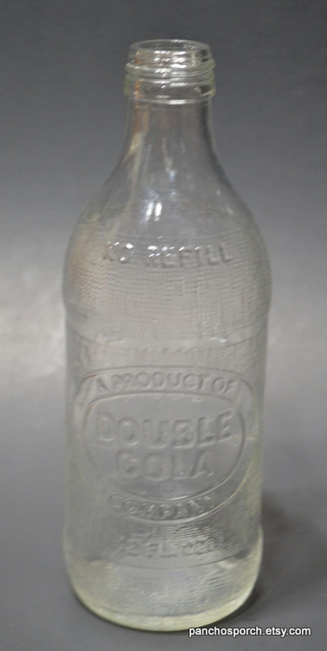 Vintage Double Cola Soda Bottle 12 Oz Embossed Clear Glass Bottle Not to Be Refilled Collectible ...