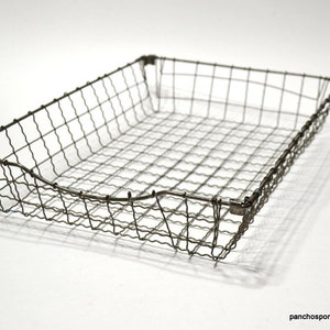 Vintage Wire File Basket Industrial Office Organizer Sorter Basket Wire ...