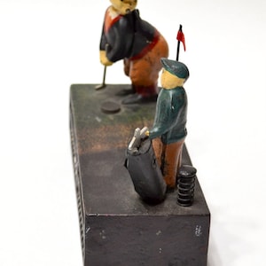 Vintage GOLF Mechanical Bank Cast Iron 1980s Replica Golfer Caddy ...