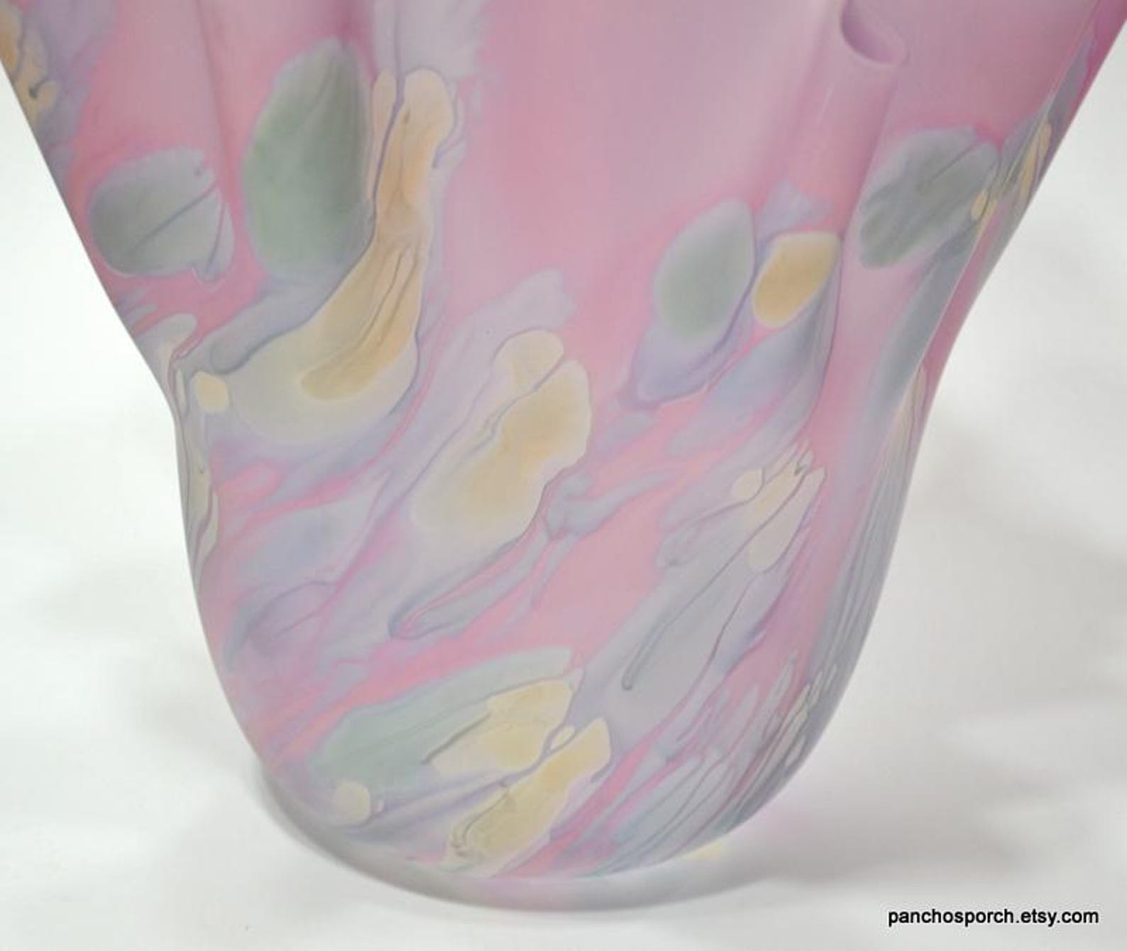 Vintage RUEVEN Art Glass Vase: Hand-painted Nouveau Handkerchief Vase ...