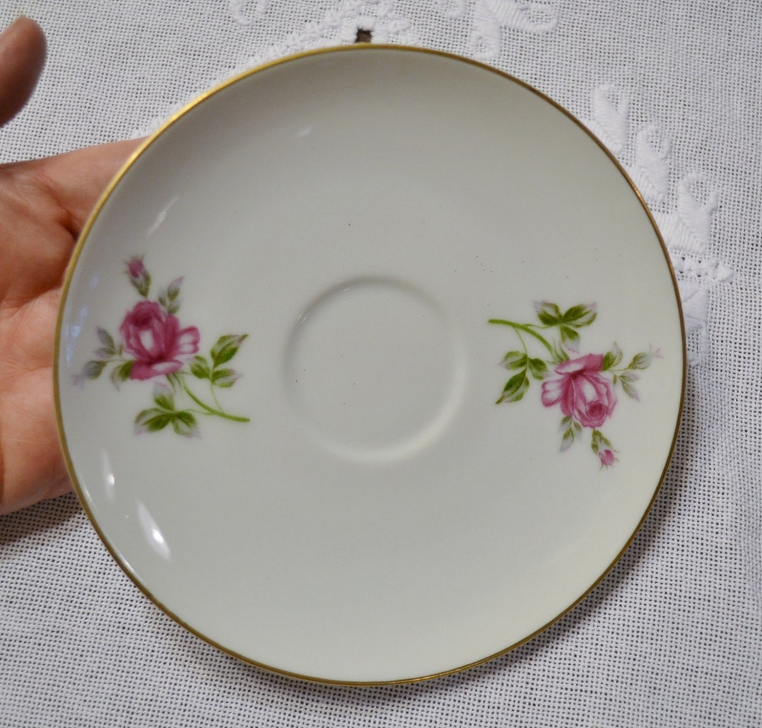 Vintage Symco Rose Lea Saucer White Pink Rose Wedding China Replacement ...