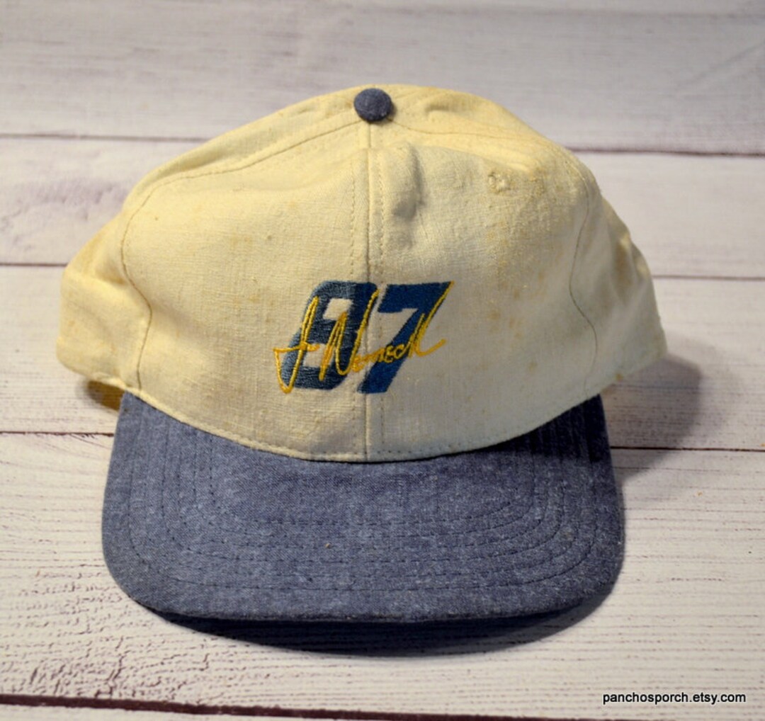 Vintage Joe Nemecheck 87 Hat Blue off White Flaming Hot Snapback ...