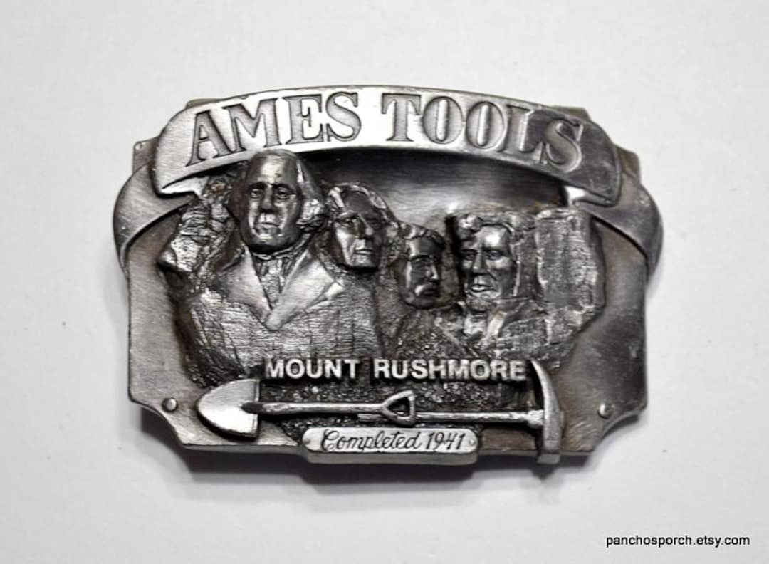 Vintage AMES TOOLS Belt Buckle: 1987 Mount Rushmore Pewter Accessory - Etsy
