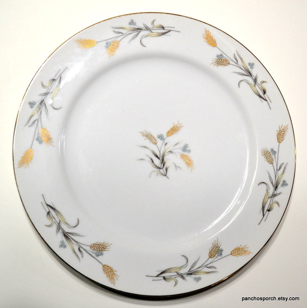 Vintage Gold Wheat Dinner Plate Gold Gray Blue Wheat Pattern 1108 ...
