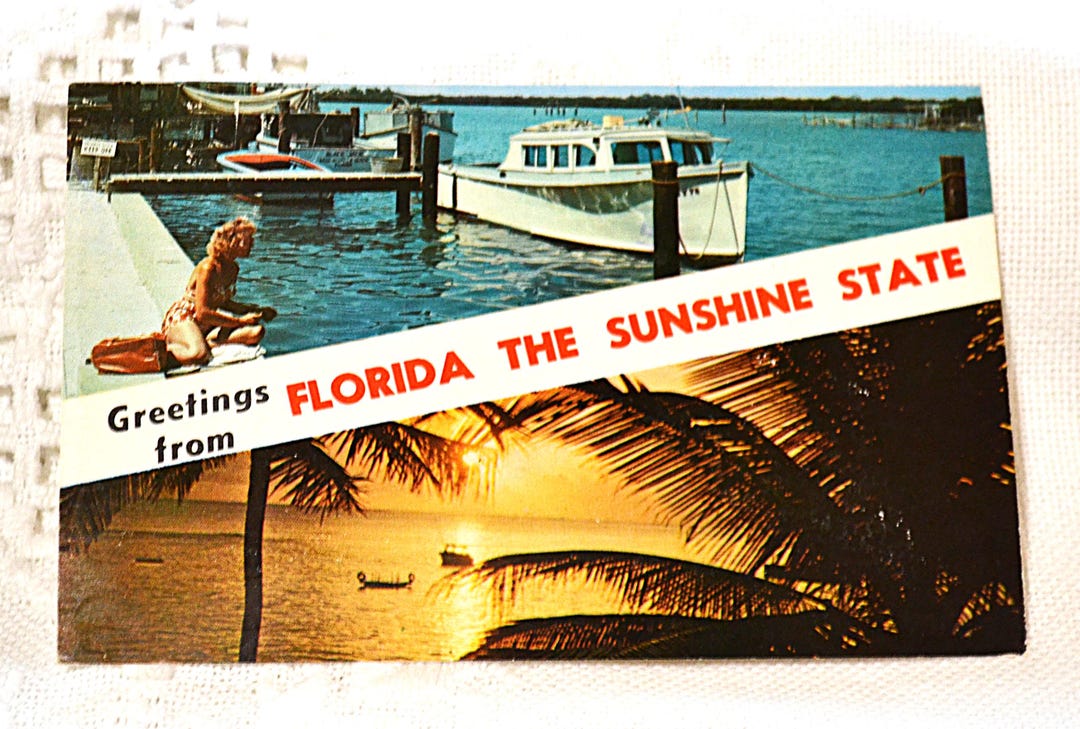 Vintage Florida Postcard: Greetings From the Sunshine State, 1960s ...