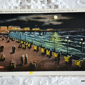 Vintage NEW JERSEY Post Card Atlantic City Boardwalk Rolling Chair ...