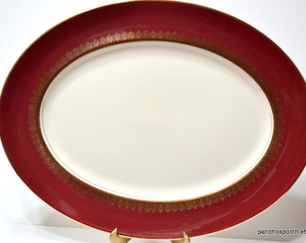 Vintage ELIZABETH II CROWNING Dinner Plate Set of 4 Burgundy Gold Trim ...