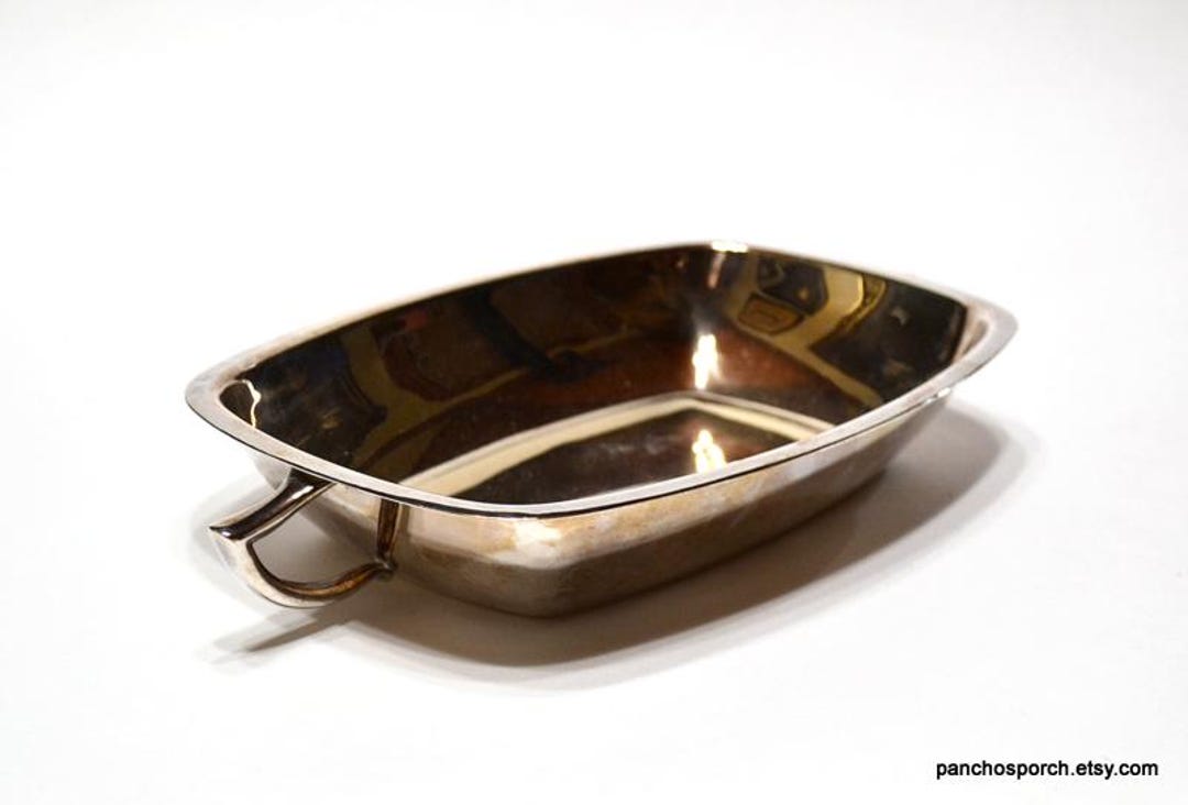 Vintage Silver Plate Rectangular Bowl Tarnished Silverplate Shallow ...