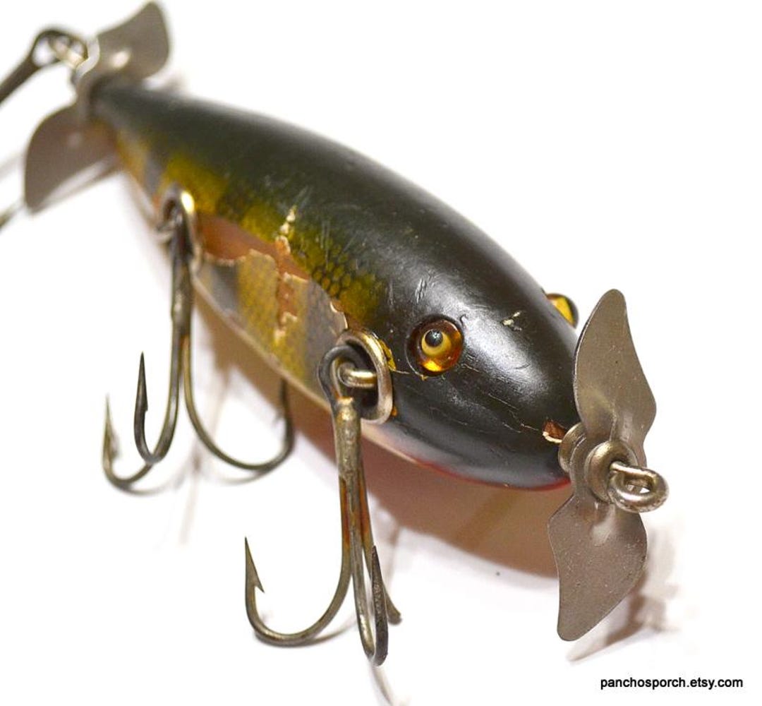 Vintage Injured Minnow Fishing Lure: Wooden Body, Glass Eyes - Etsy