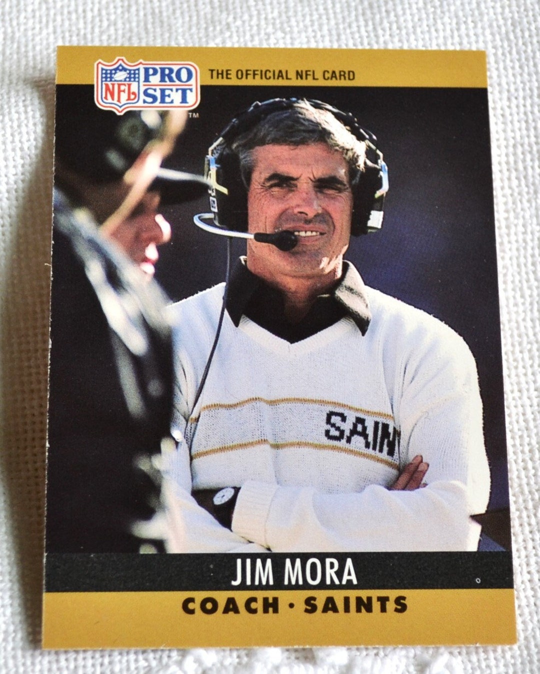 JIM MORA Football Card 221 Pro Set 1990 Trading Card New Orleans Saints ...