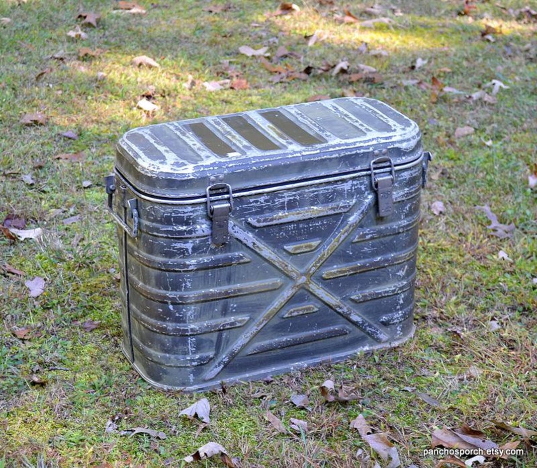 Vintage Military Cooler Wyott 1982 Heavy Duty Metal Ice Chest Drink ...
