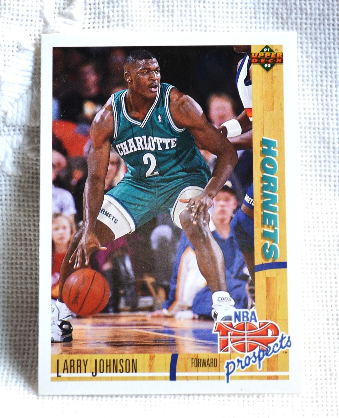 LARRY JOHNSON Basketball Card 1991-92 Upper Deck No 445 Charlotte Hornets Rookie NBA Collectible ...