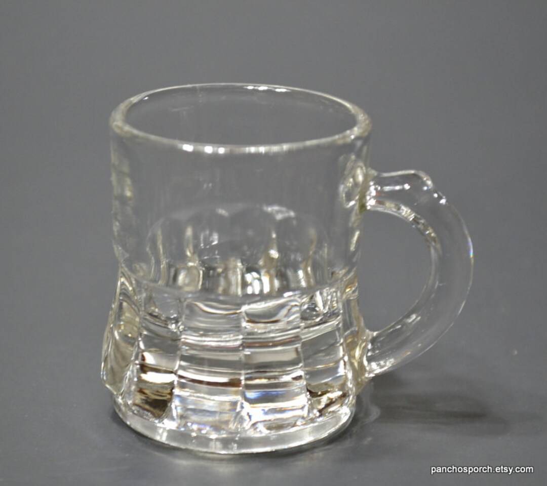 Vintage Barrel Shaped SHOT GLASS Clear Pressed Glass Tiny Small Shot ...