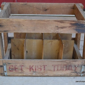 Vintage Wooden Kist Soda Crate Get Kist Today RARE Rustic Store Display Carrier With Dividers ...