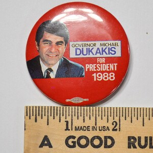 Vintage Michael Dukakis Pin 1988 Political Button Pinback Presidential ...