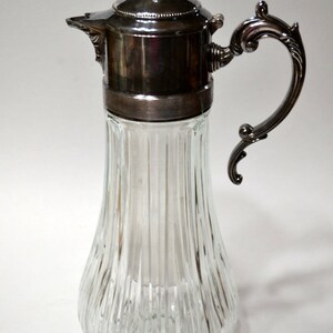 Vintage GODIGER Crystal Carafe Chiller Ice Core Pitcher Silver Plate ...