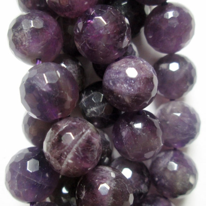 Faceted Genuine Amethyst Beads Round 10 Mm Beads Semi - Etsy