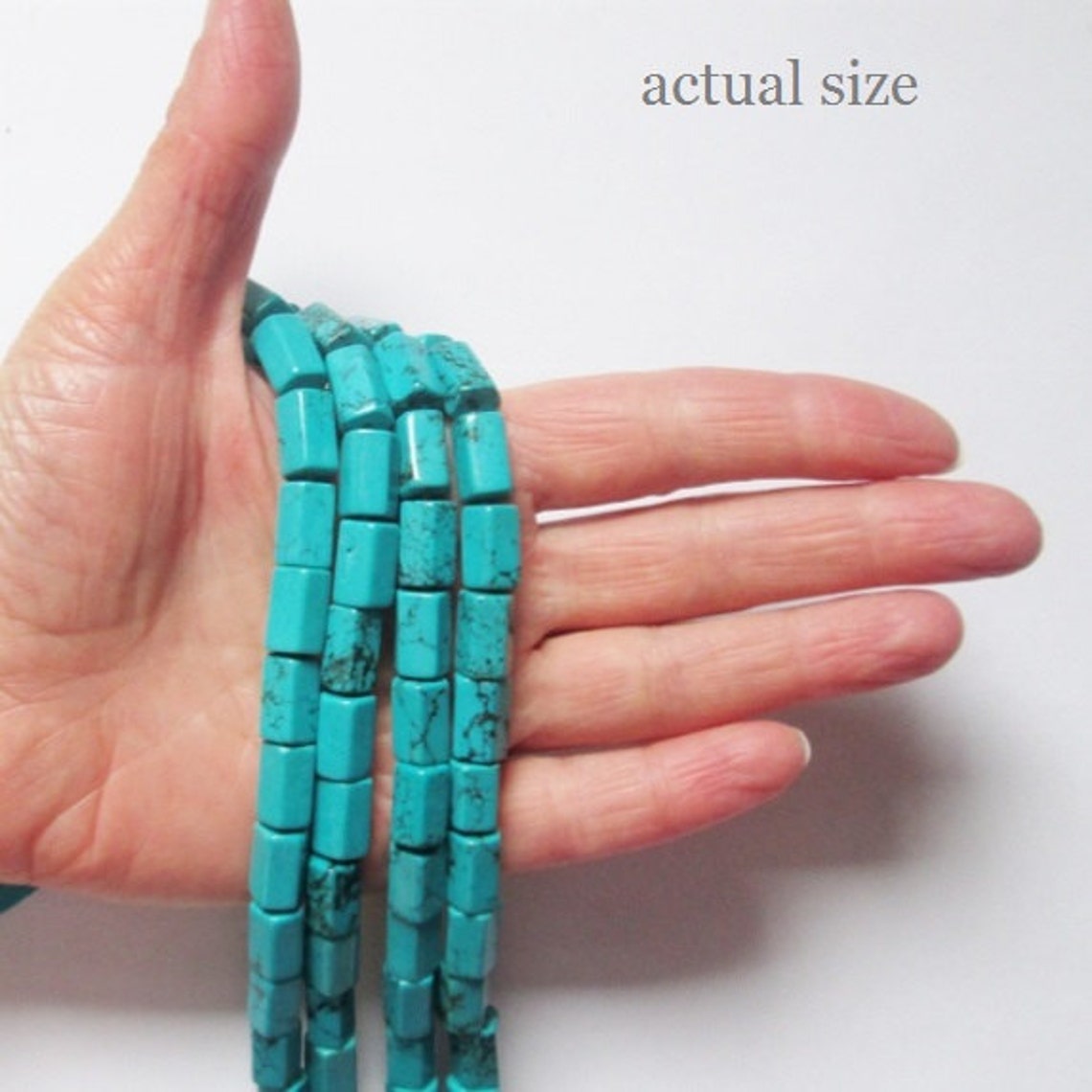 Blue Turquoise Magnesite Tube beads 12 mm x 8 mm Gemstone | Etsy