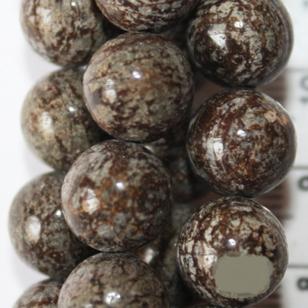 Genuine Obsidian Beads Brown Snowflake Obsidian Round 10 Mm Gemstone ...