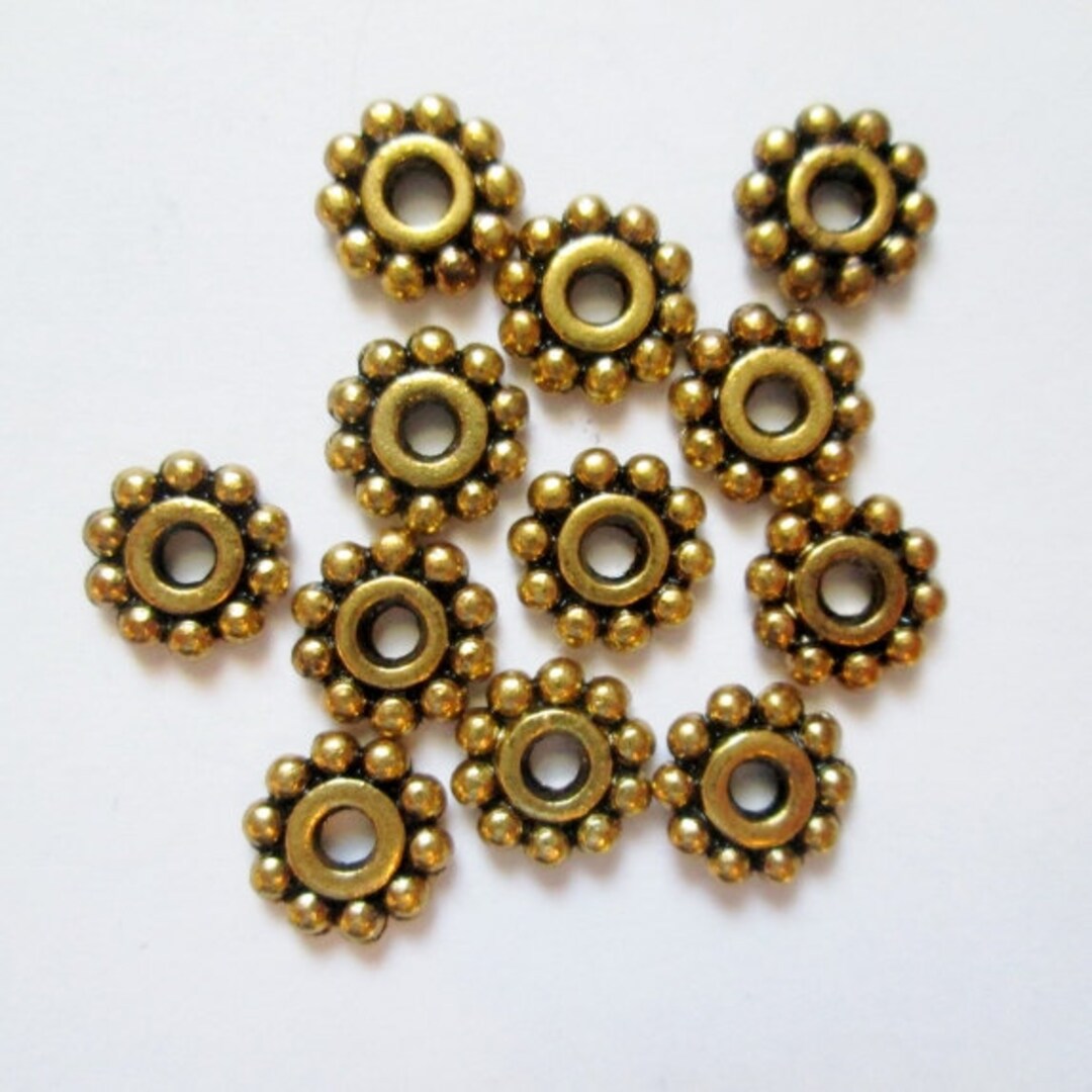 50 Pcs Antique Gold Spacers 7 Mm, Lead, Nickel & Cadmium Free Jewelry ...
