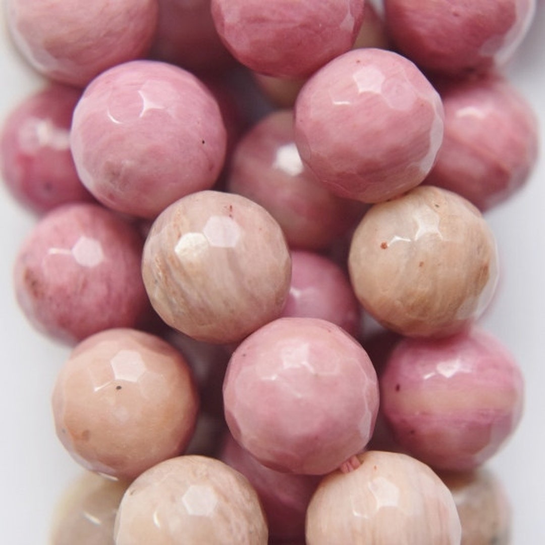 Genuine Faceted Rhodonite Beads Round 8 Mm Gemstone Beads - Etsy